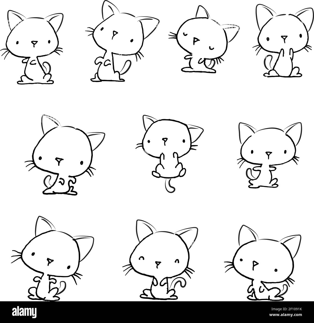 vector cartoon cats action emoji set background Stock Vector Image ...