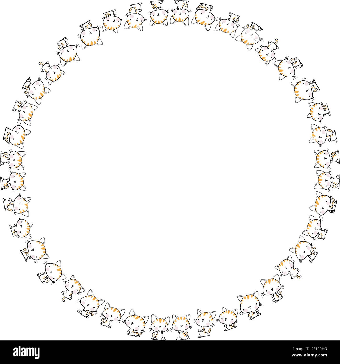 vector cartoon cats Circle border, frame, background Stock Vector Image ...