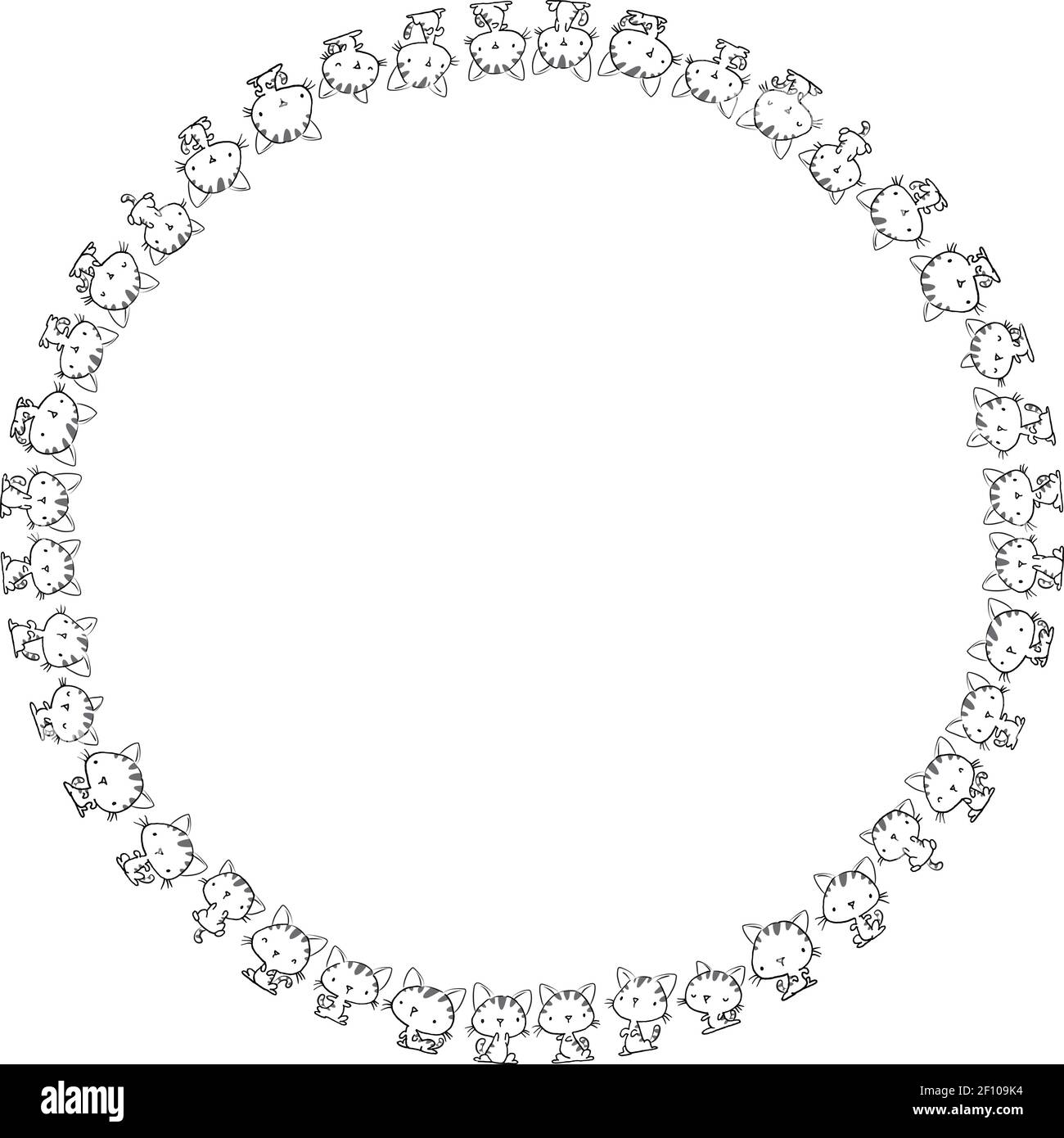 vector cartoon cats Circle border, frame, background Stock Vector Image ...