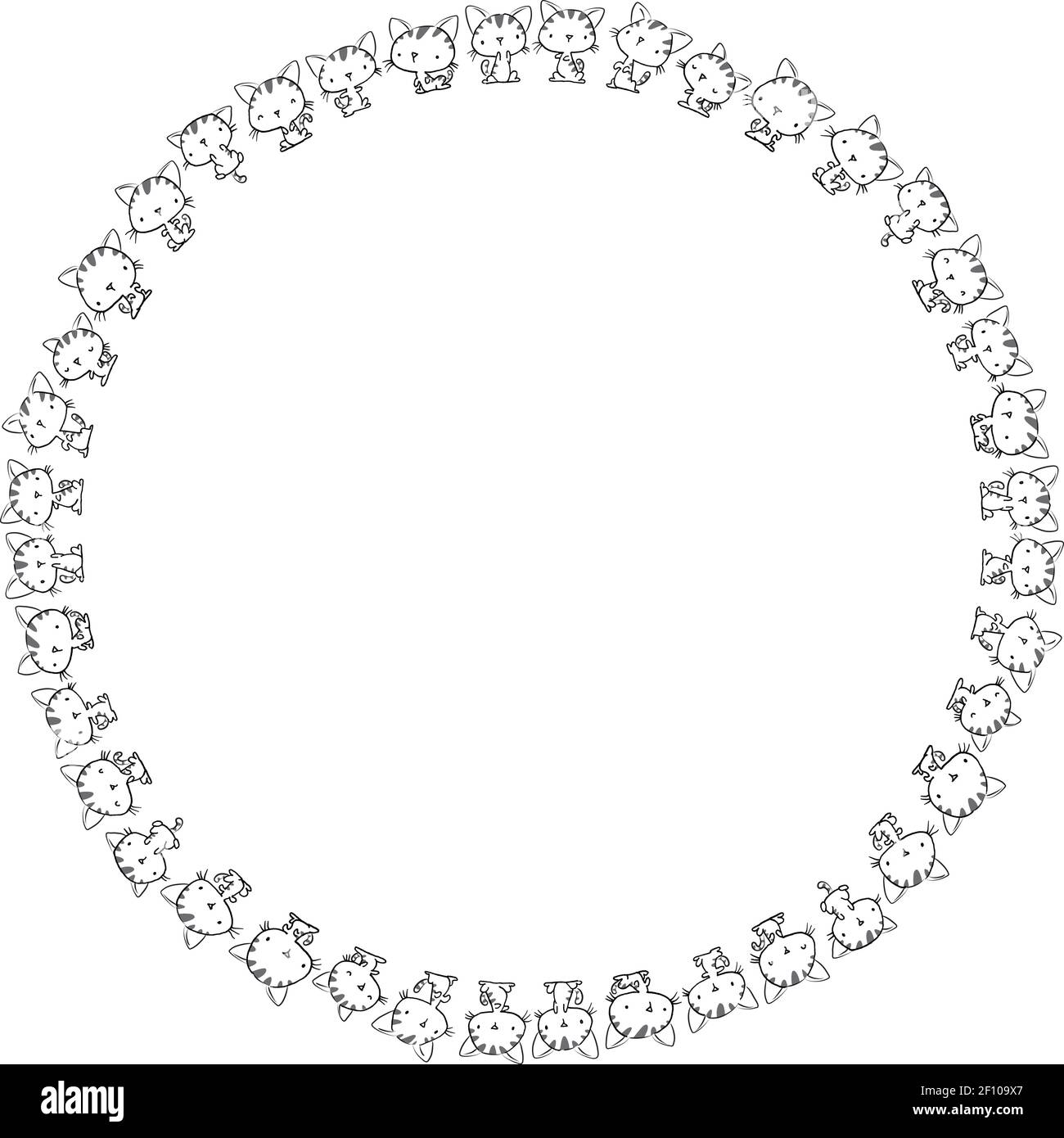 vector cartoon cats Circle border, frame, background Stock Vector Image ...