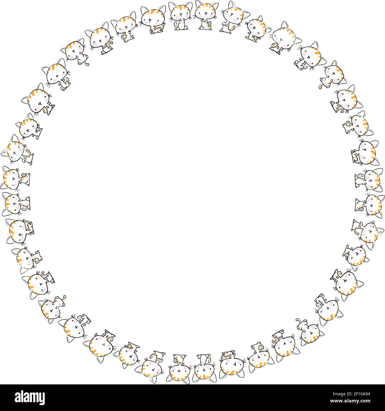 vector cartoon cats Circle border, frame, background Stock Vector Image ...