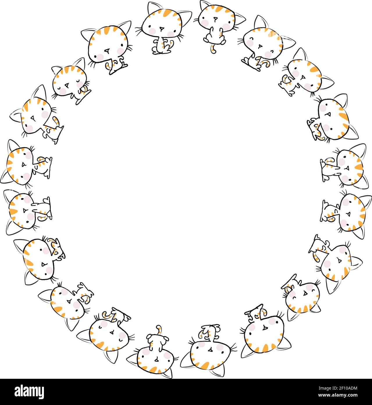 vector cartoon cats Circle border, frame, background Stock Vector Image ...