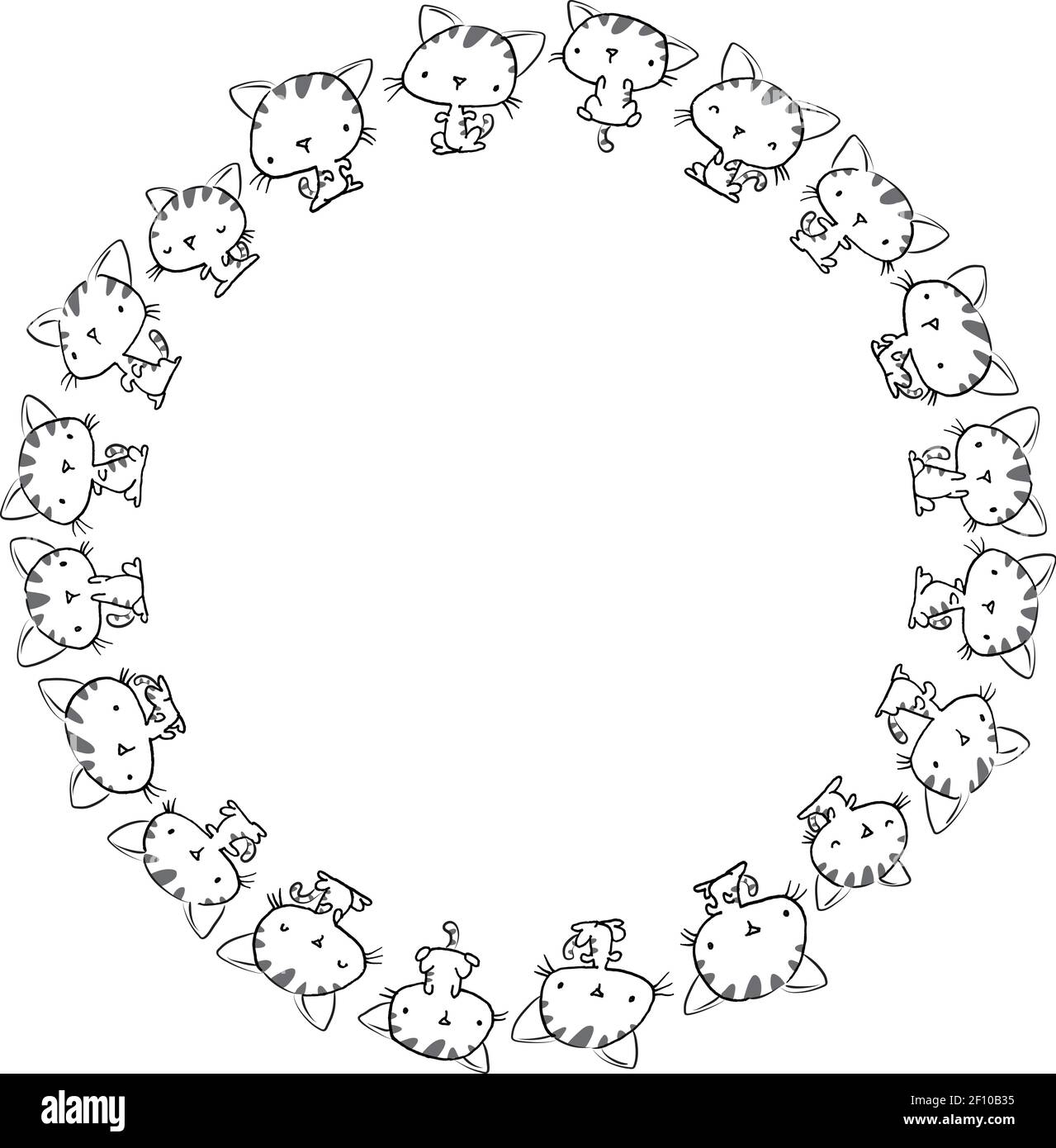 vector cartoon cats Circle border, frame, background Stock Vector Image ...