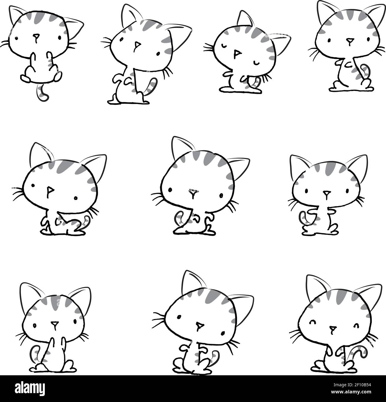 vector cartoon cats action emoji set background Stock Vector Image ...