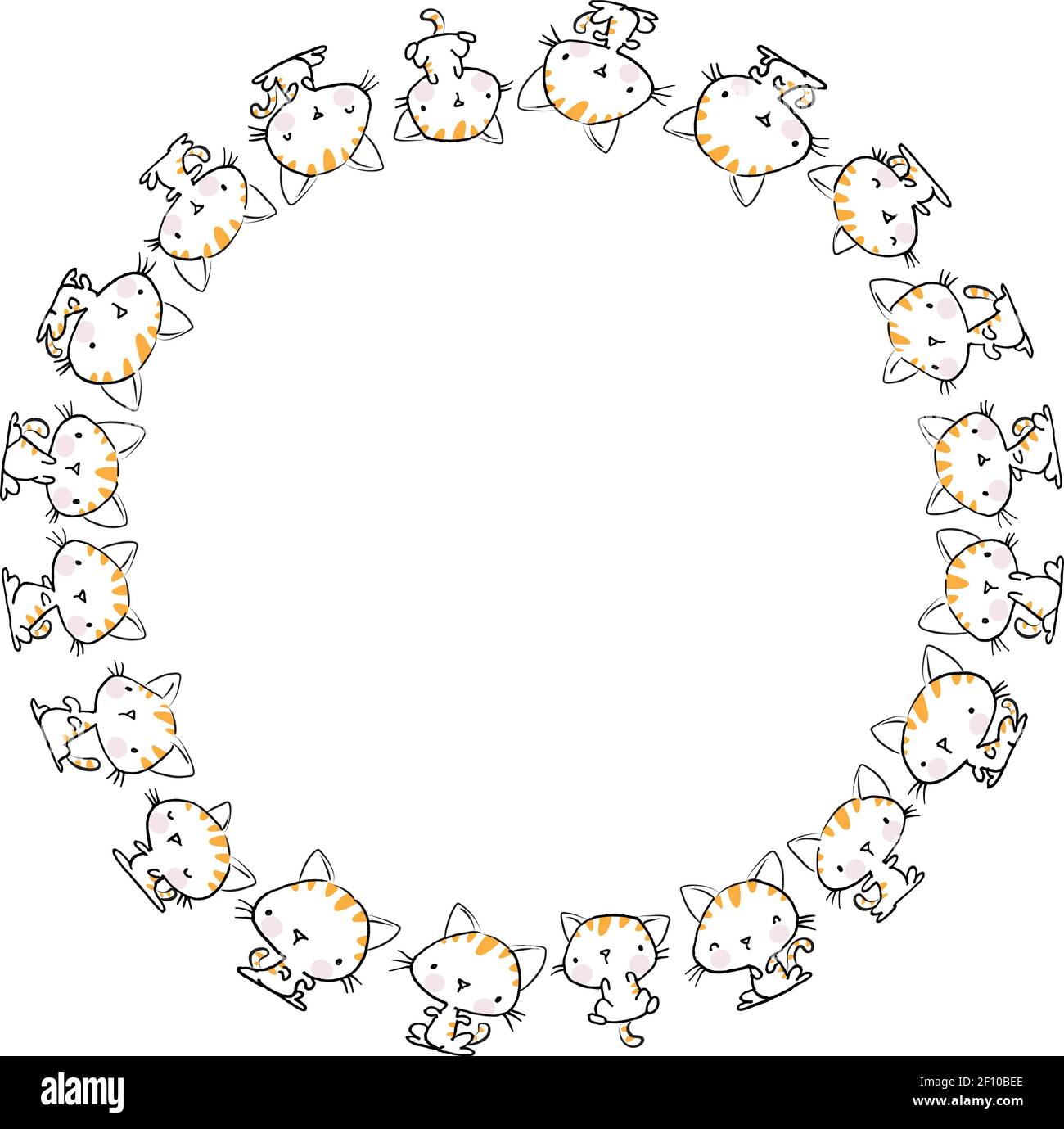 vector cartoon cats Circle border, frame, background Stock Vector Image ...