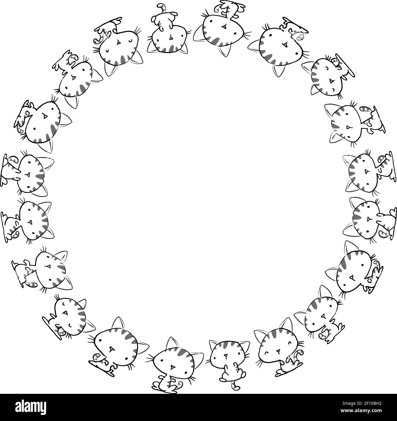 vector cartoon cats Circle border, frame, background Stock Vector Image ...