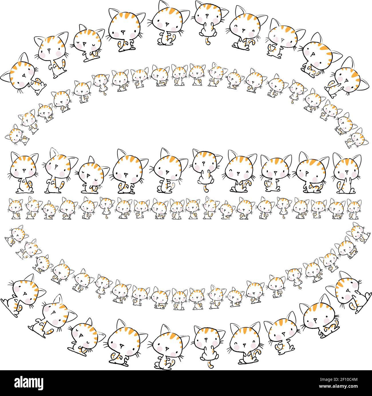 vector cartoon cats action emoji set background Stock Vector Image ...