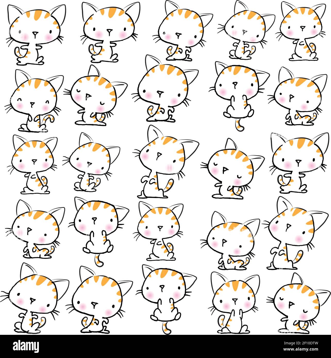 vector cartoon cats action emoji set background Stock Vector Image ...