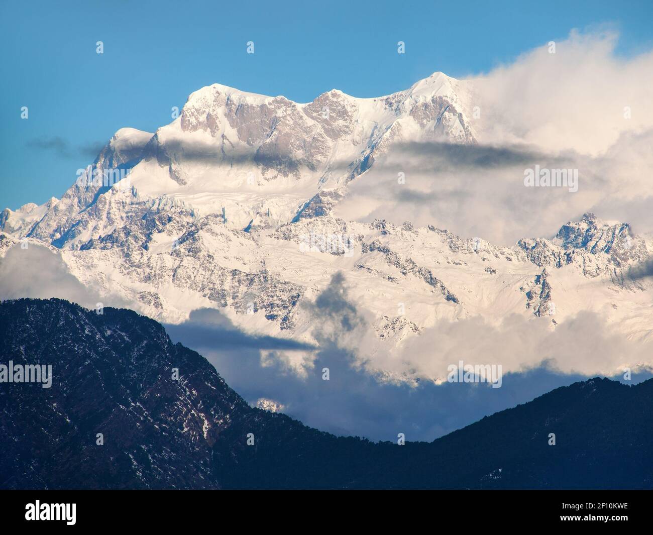 Mount Chaukhamba evening view, Himalaya, Indian Himalayas, great Himalayan range, Uttarakhand ...