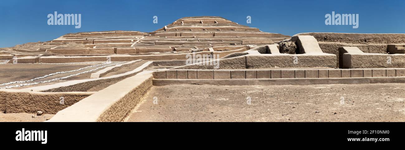 Nasca or Nazca pyramid ruins at Cahuachi archeological site in the ...