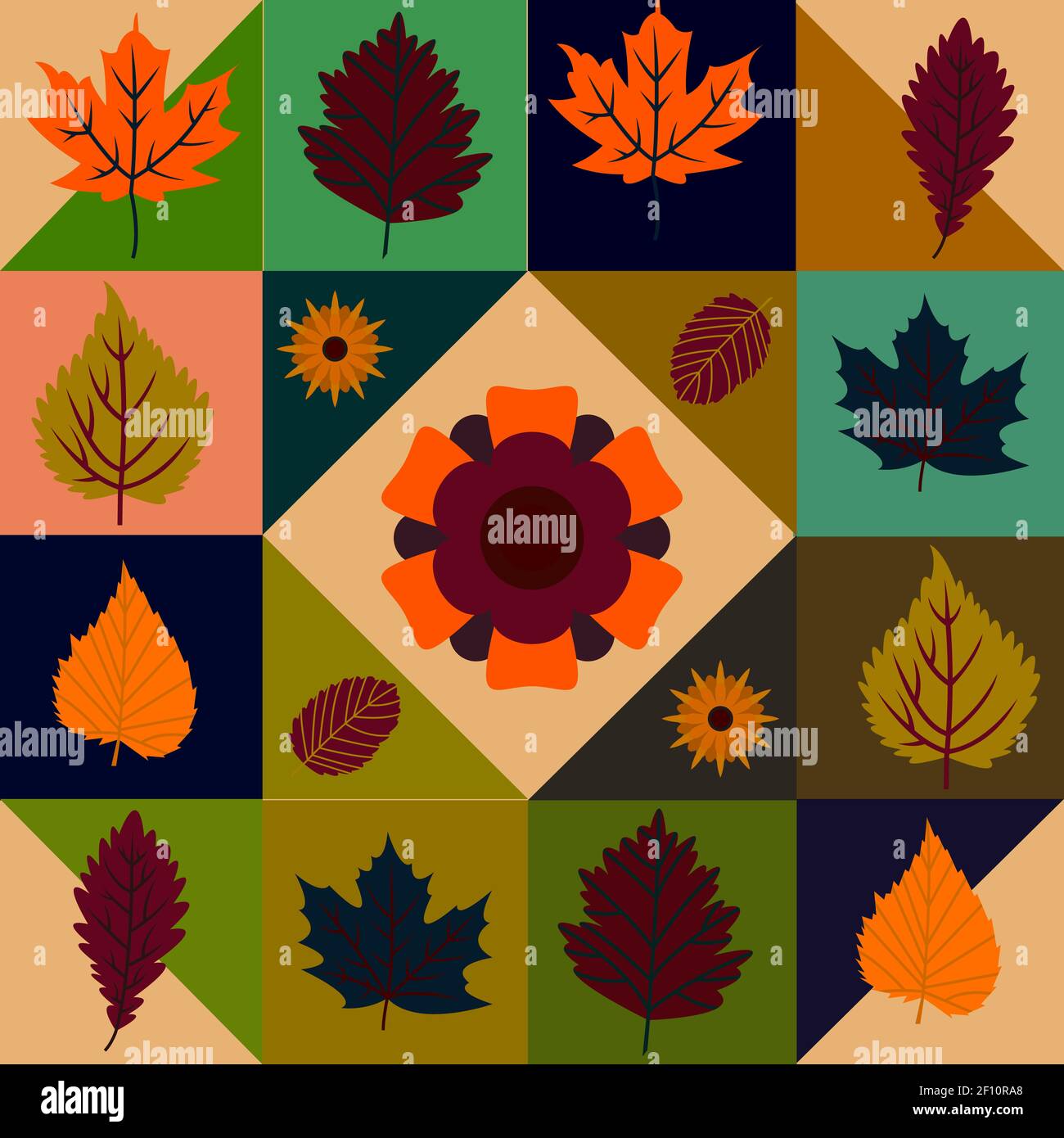 Graphic patchwork with elements from the nature of animals and plants ...