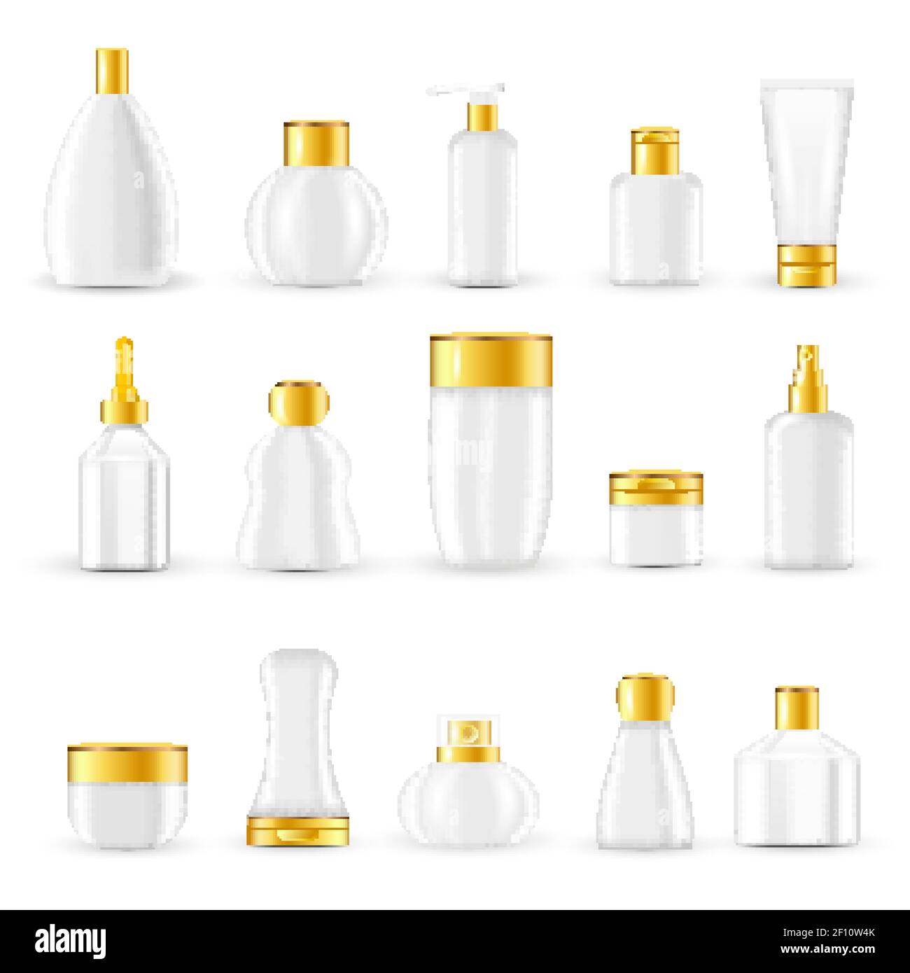 Cosmetic packaging design set with white glass or plastic containers ...