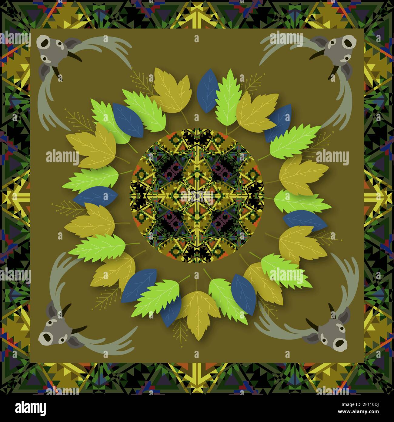 Graphic patchwork with elements from plants and nature Stock Photo - Alamy