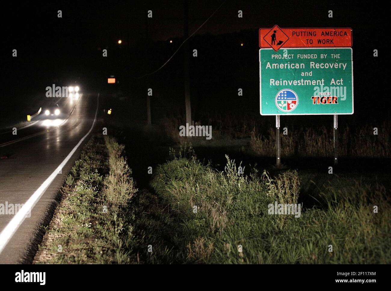 21 September 2009 - Route 20, IL - A sign stating the use of American ...