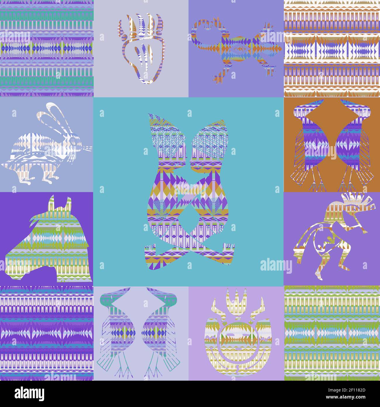 Graphic patchwork with tribal, ethnic elements in an original ...