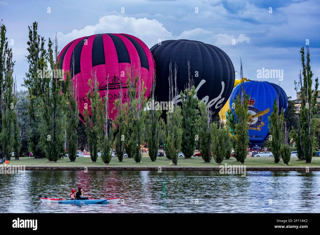 Canberra, ACT, 08 Mar 2021. Balloons inflating on the bank of Lake ...