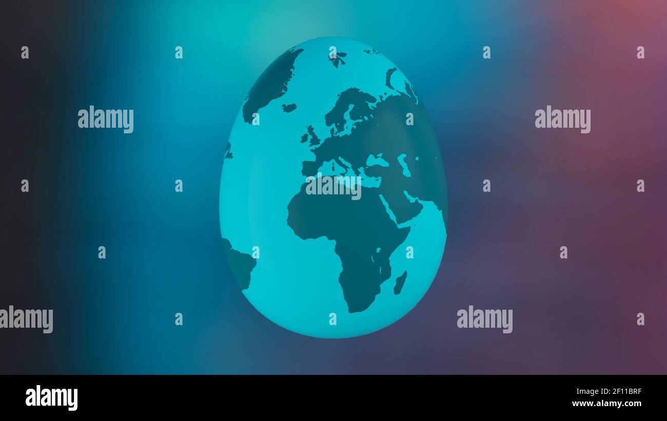 Planet earth in the shape of an Easter egg. Spring holiday concept. 3D ...
