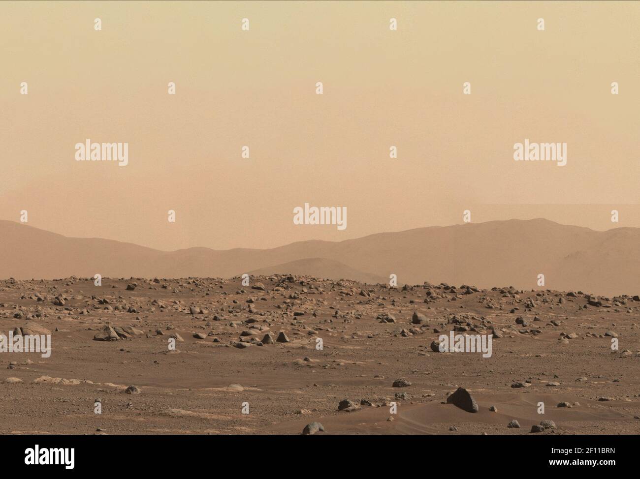 View of the landscape around the Jezero Crater taken by the NASA Mars ...