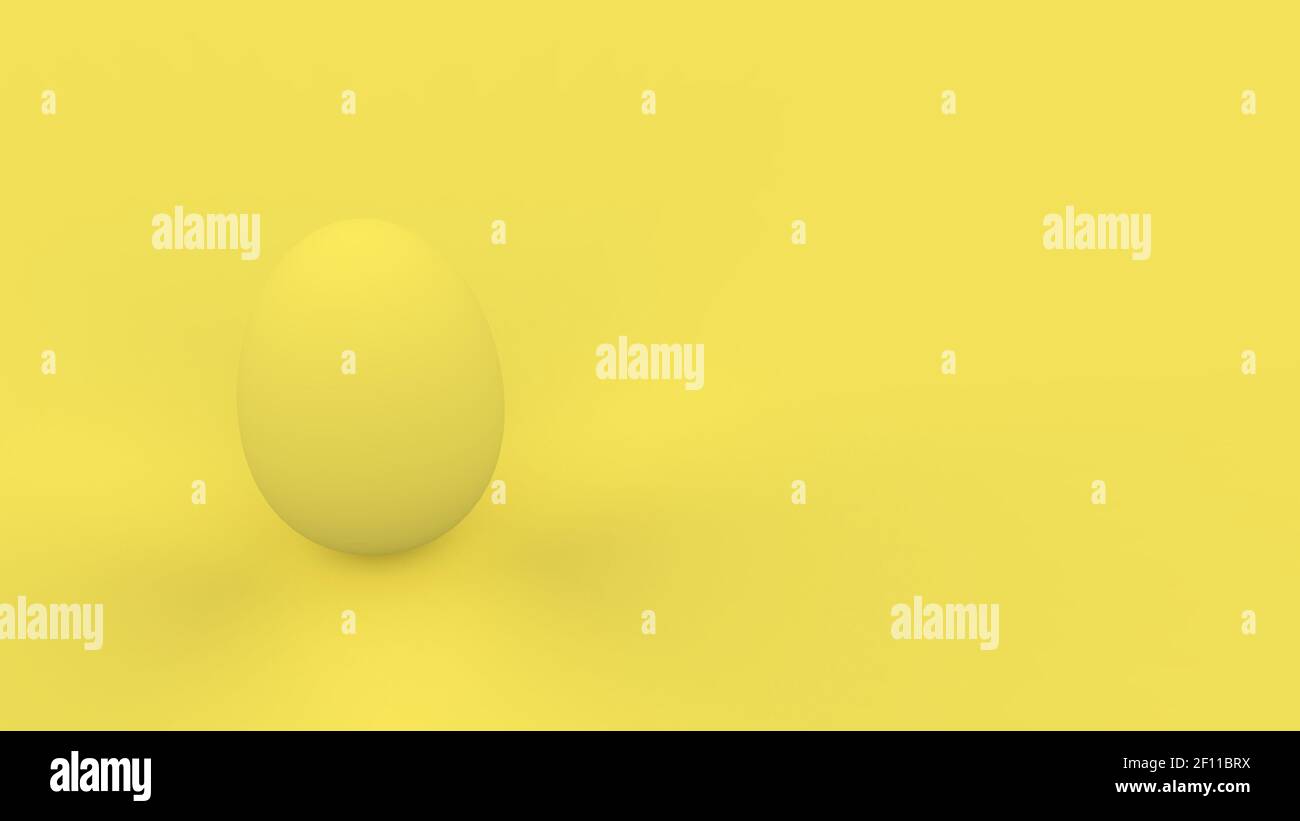 Yellow Eastern egg on yellow background. Spring holiday concept. 3D ...