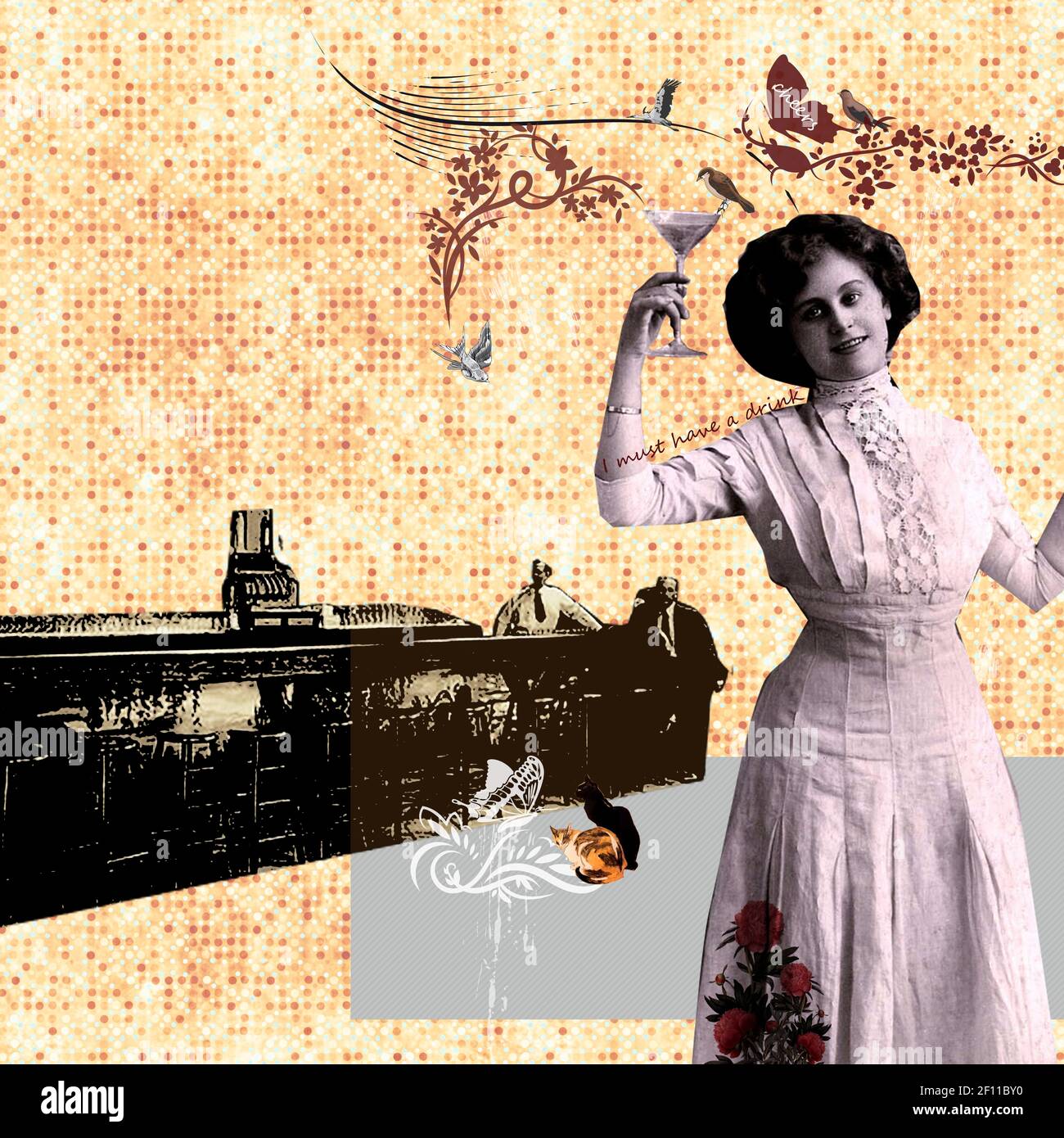 Graphic work of a collage on various issues of life Stock Photo - Alamy
