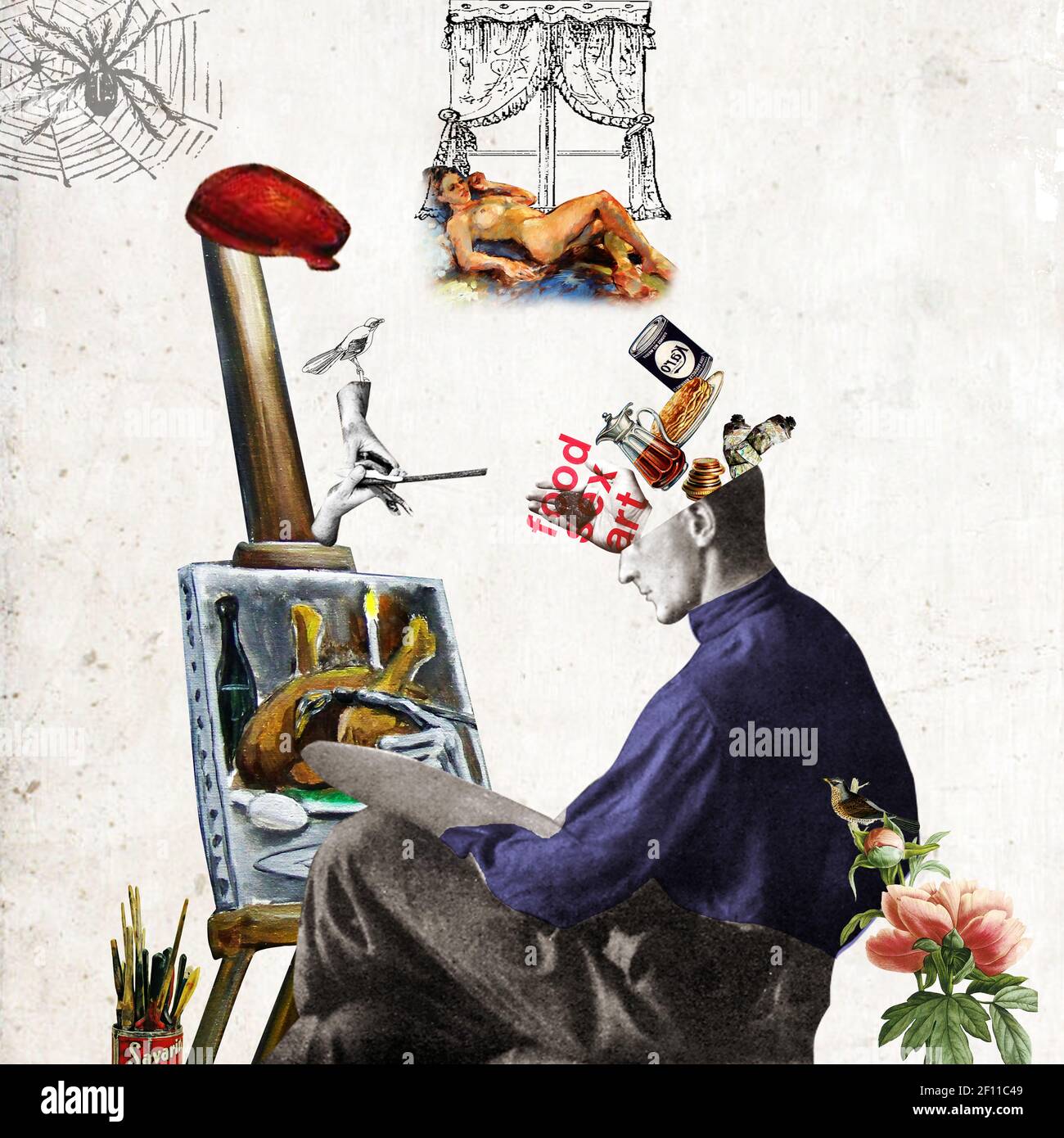 Graphic work of a collage on various issues of life Stock Photo - Alamy