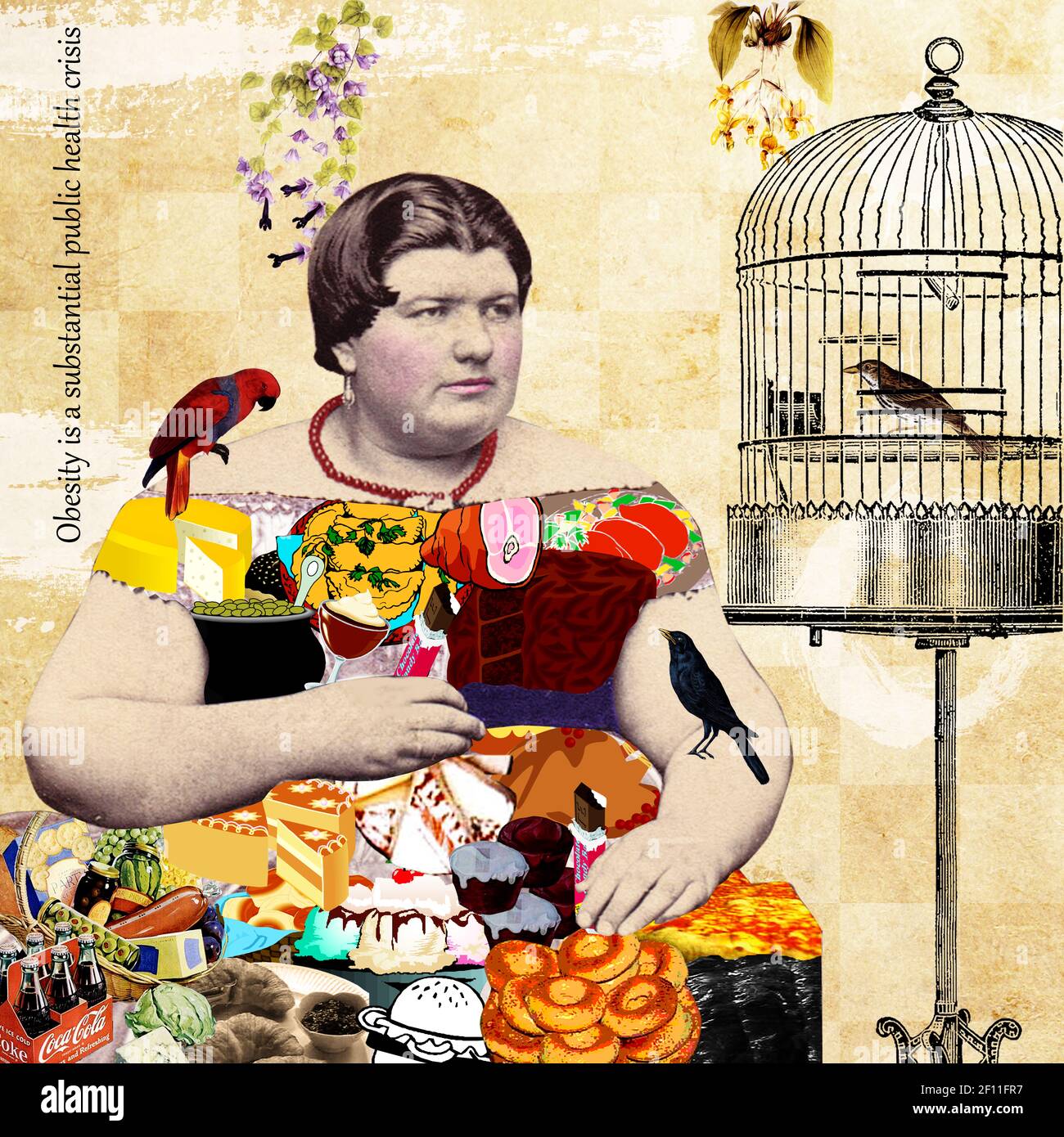 Graphic work of a collage on various issues of life Stock Photo - Alamy