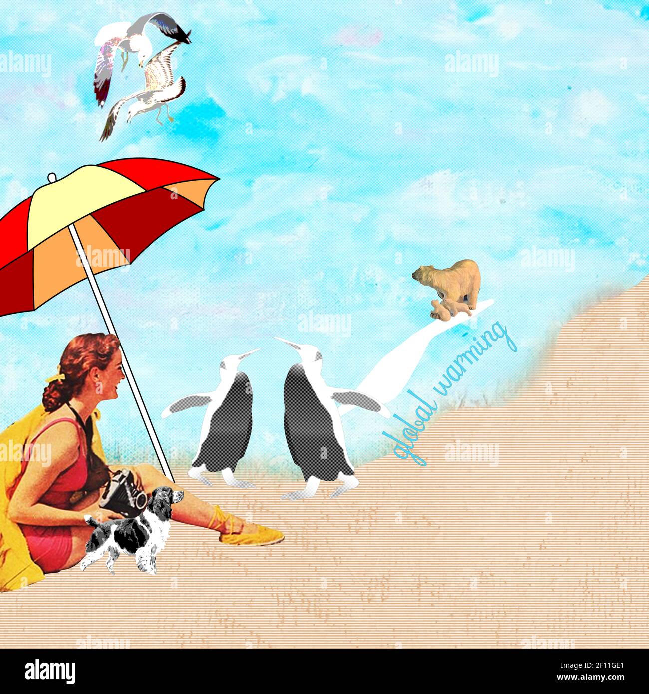Graphic work of a collage on various issues of life Stock Photo - Alamy
