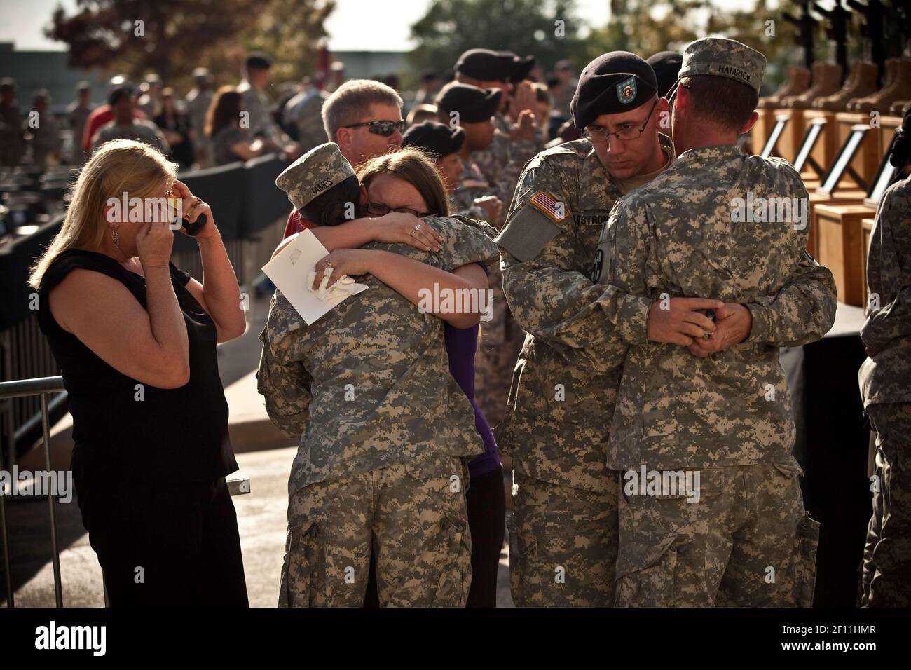 10 November 2009 - Fort Hood, Texas - Family members and soldiers pay ...