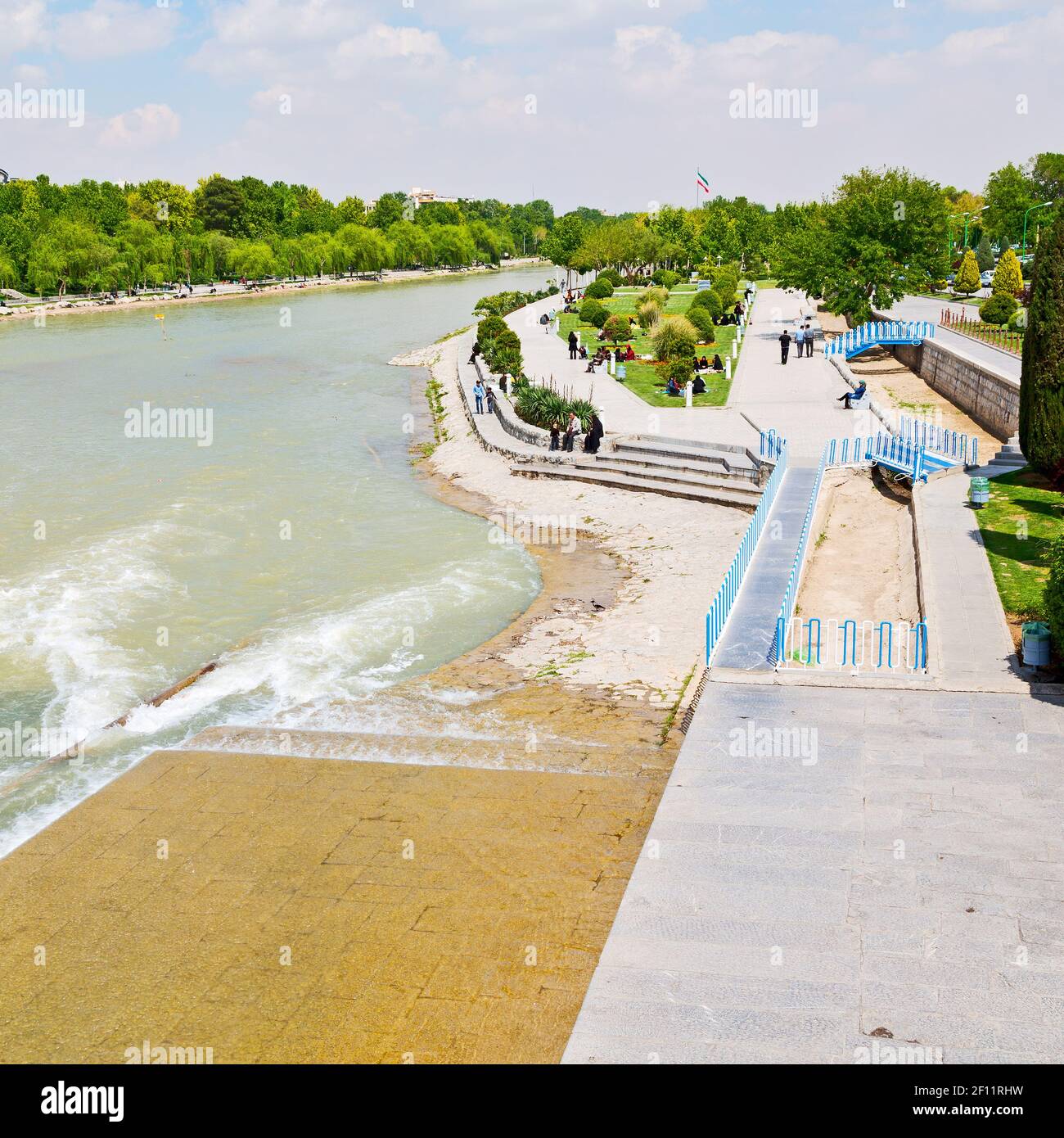 In iran the old bridge and the river Stock Photo - Alamy