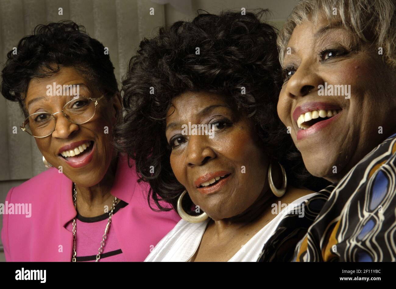DeLois Barrett Campbell, center, leader of the legendary Barrett Sisters gospel trio, poses for ...