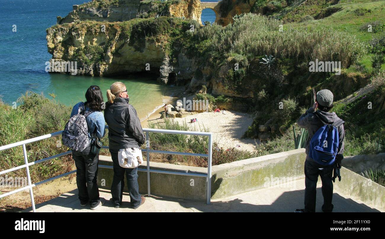 PortimÃ£o,Algarve : Tourists looks at Lagos beach at Algarve south of Portugal on 11 April 2009 ...