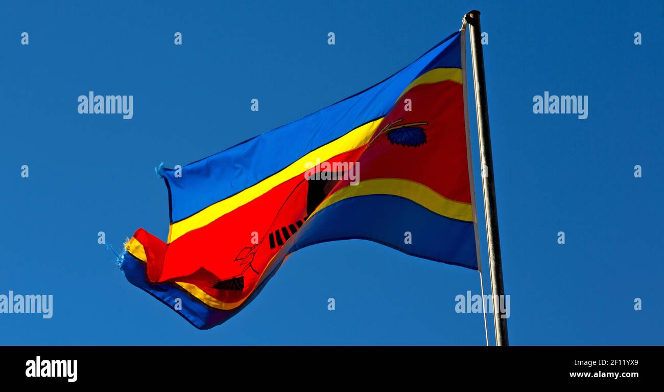 Flag swaziland flagpole waving hi-res stock photography and images - Alamy