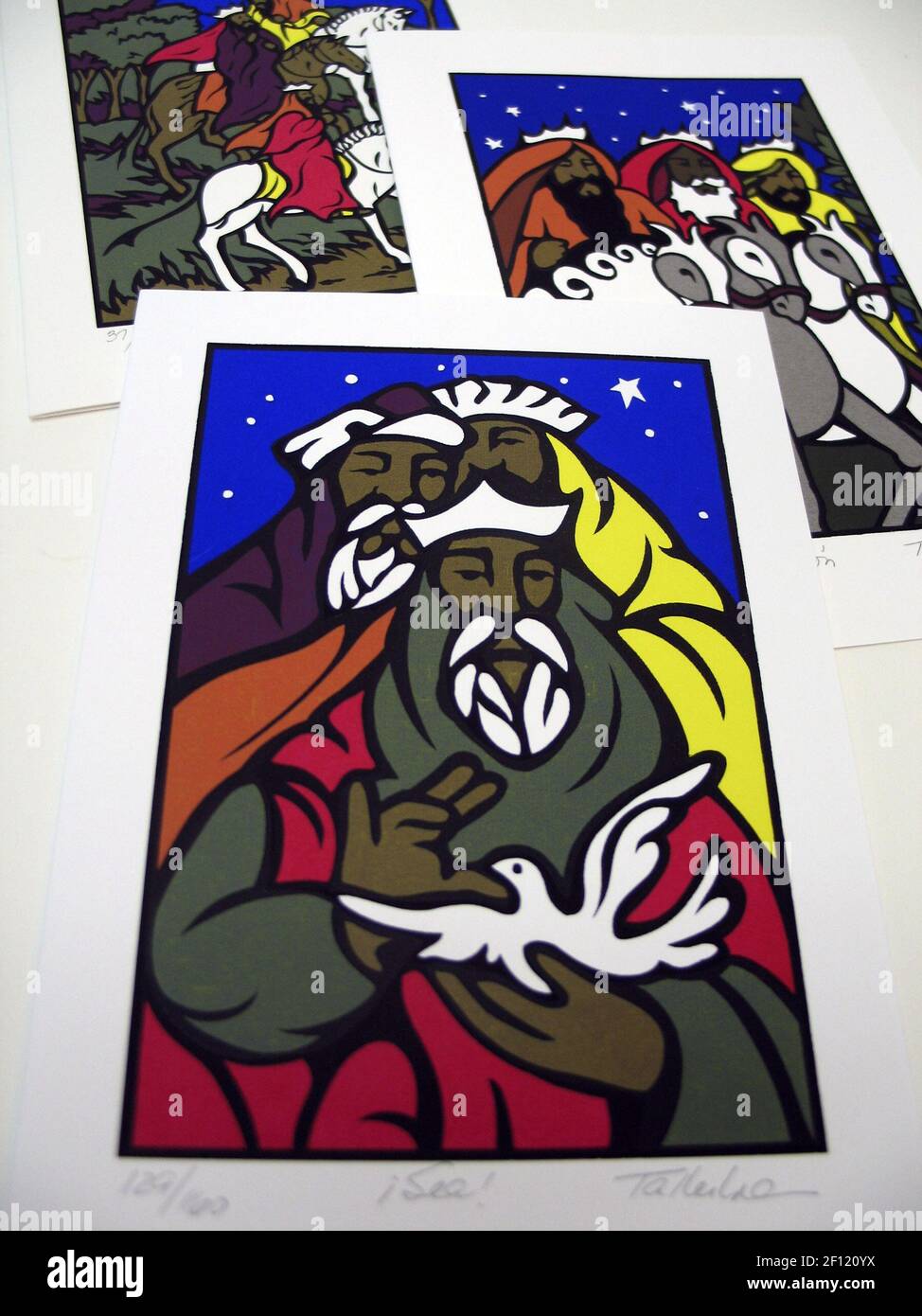 Three Kings silk-screened Christmas cards by Taller Una. The signed ...