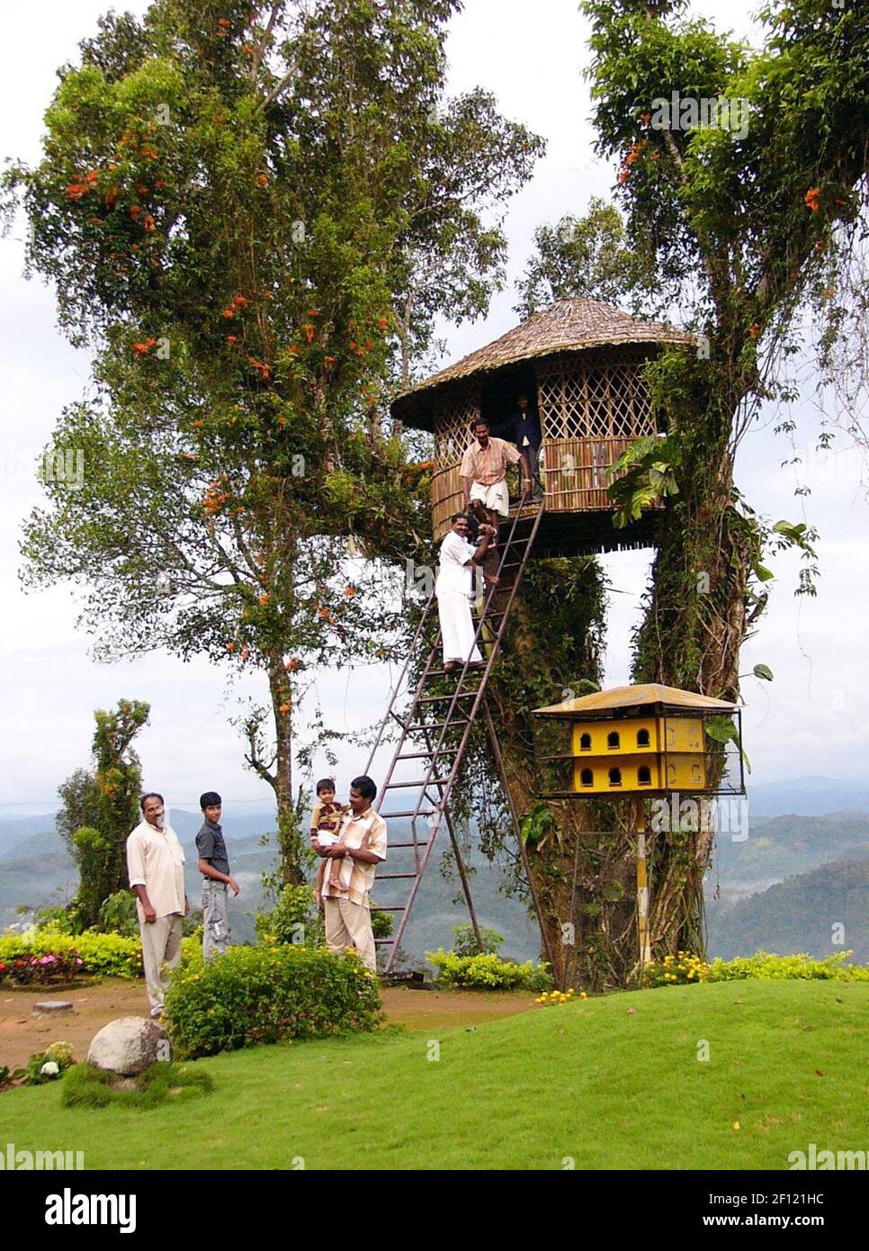 A treehouse at Kollenkeril Homestay near Munnar overlooks the Western ...