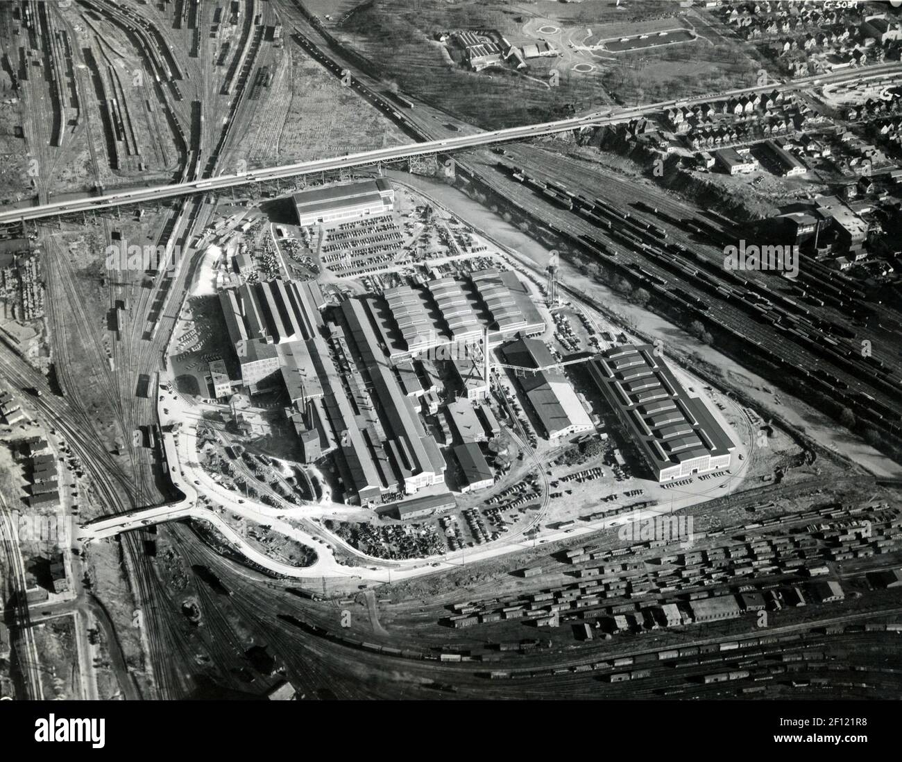 Aerial view of the Falk Corp. plant in Milwaukee, Wisconsin, in 1945. A ...