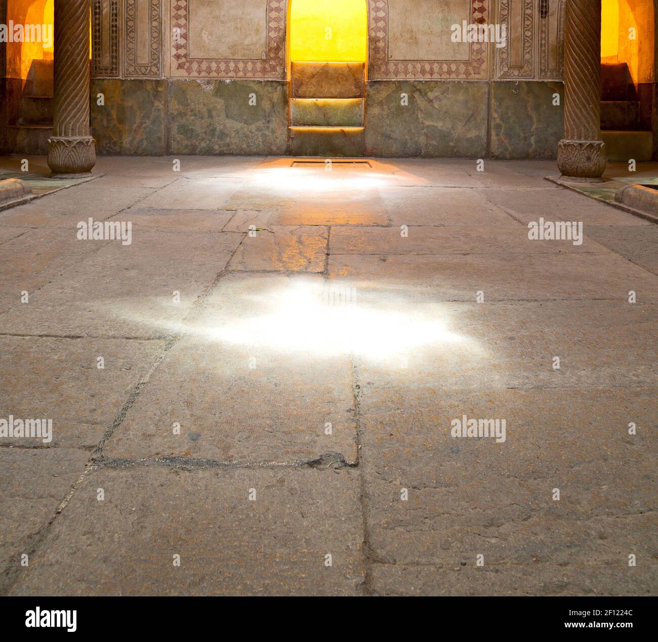 In iran inside the old antique mosque Stock Photo - Alamy
