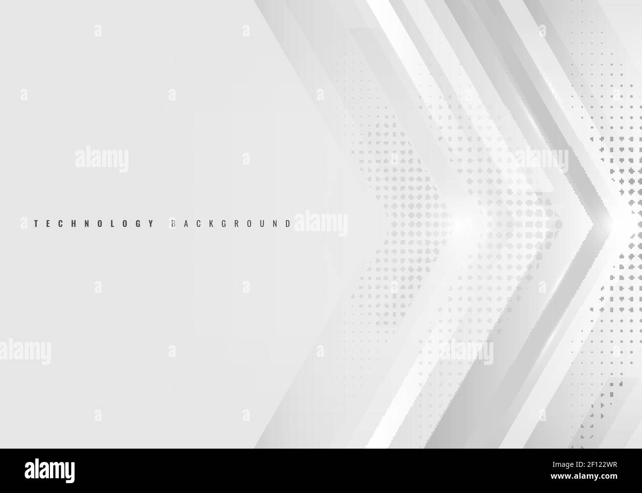 Abstract background white and gray arrow with halftone technology style ...