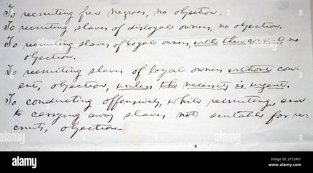 A notes written by President Abraham Lincoln, circa, 1862, is part of a ...