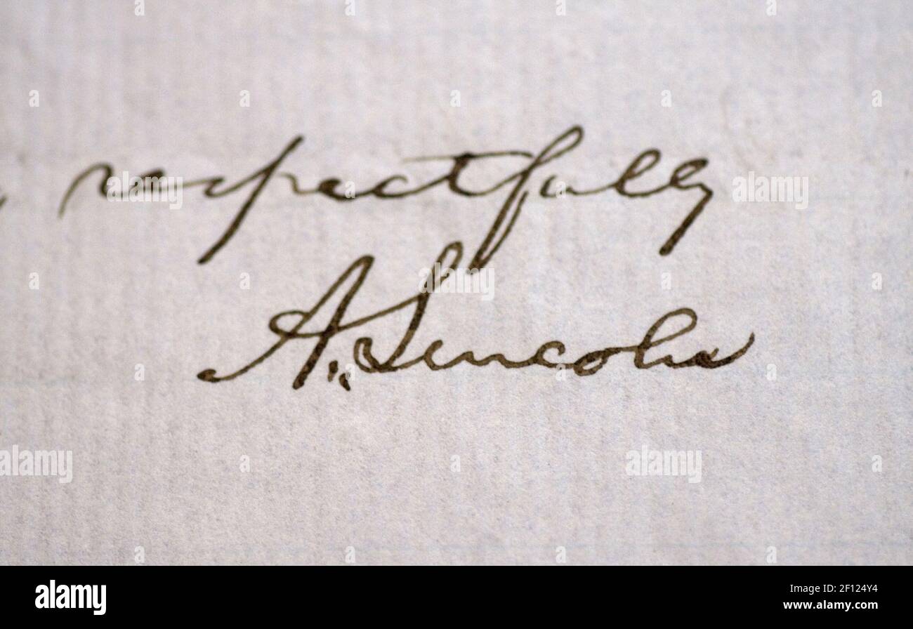 President Abraham Lincoln's signature appears on a letter that will is ...