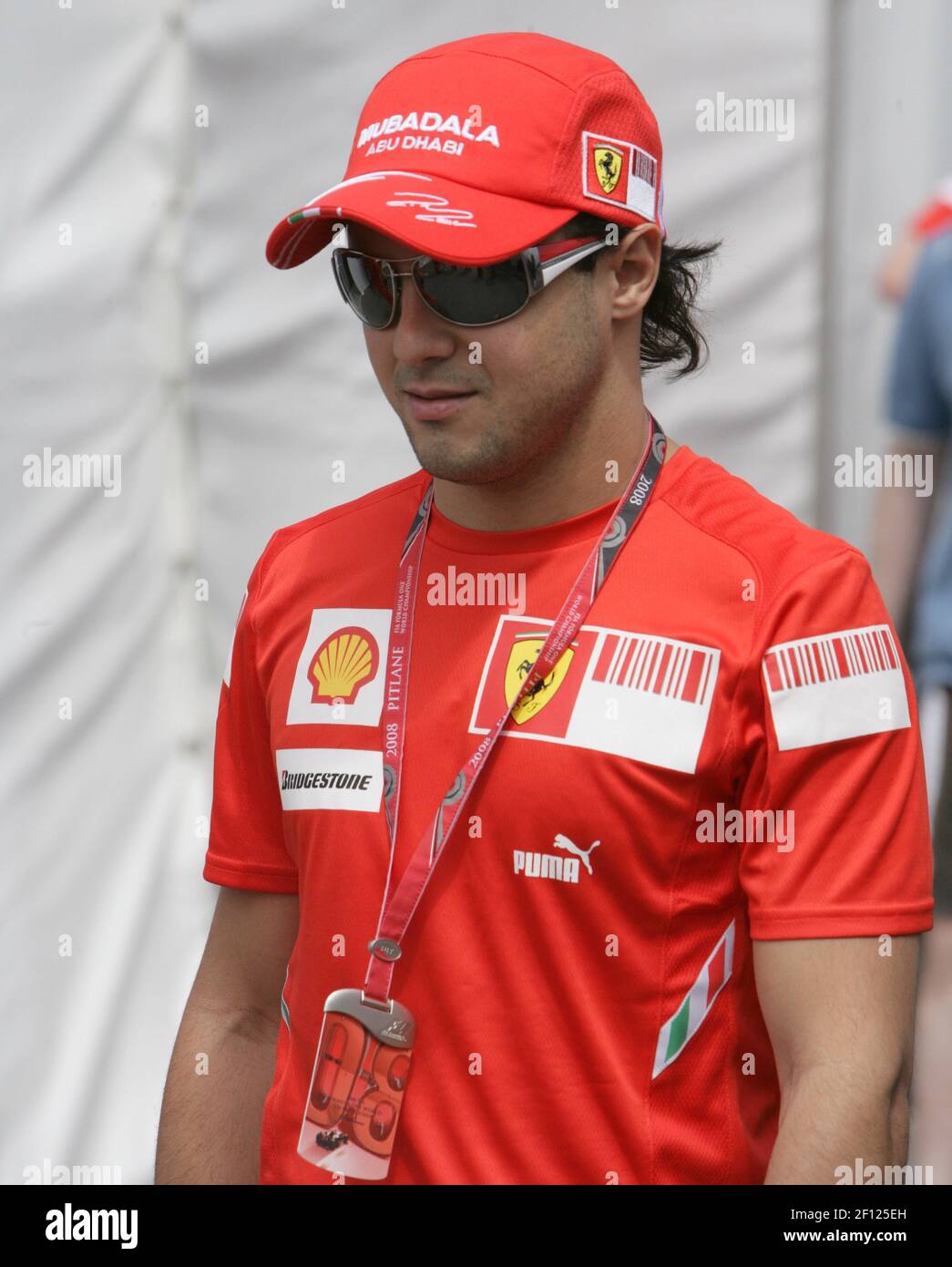 Felipe Massa makes his way to the drivers parade before the race for ...