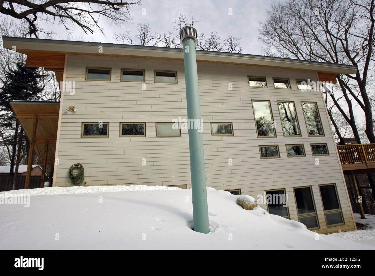 A stand pipe allows fresh air to enter Judd Blunk's "passive house" in ...