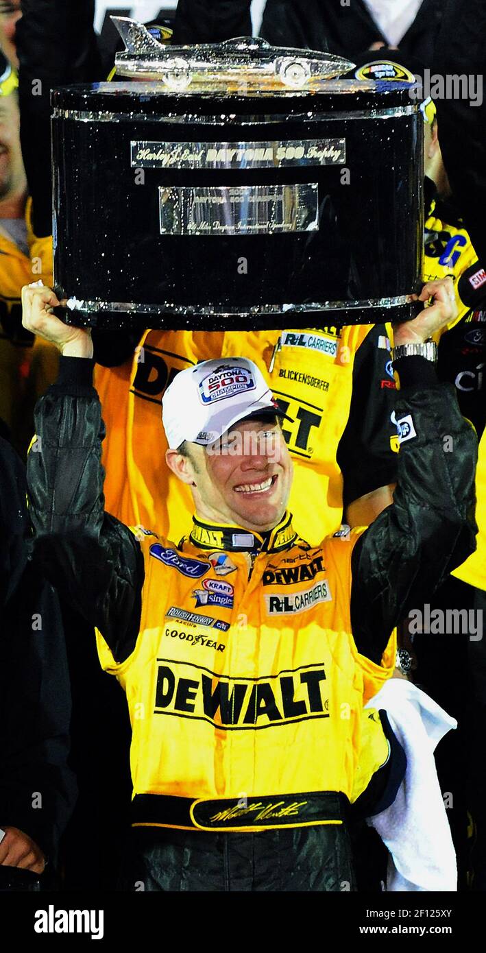NASCAR driver Matt Kenseth celebrates his victory in the Daytona 500 ...