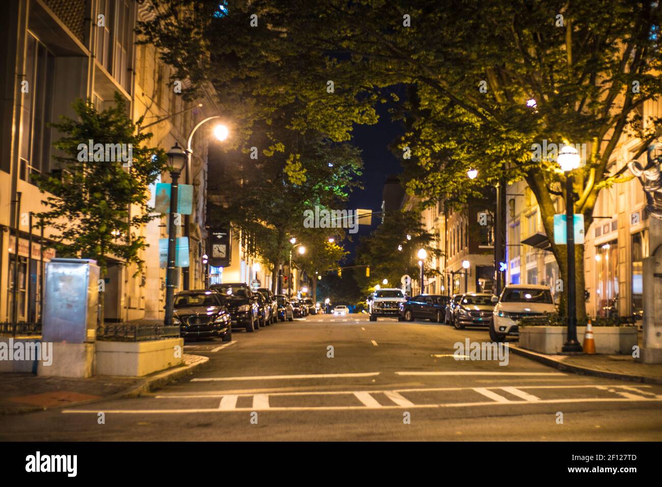 Atlanta, Ga / USA - 07 13 20: View a city road at night background ...