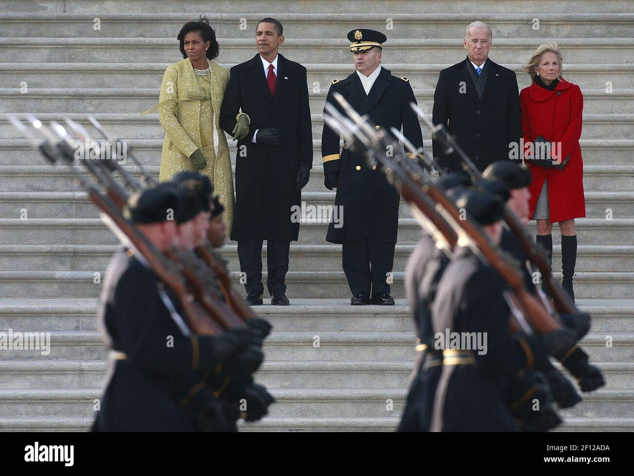 President Barack Obama and firstlady Michelle Obama stand with Vice ...