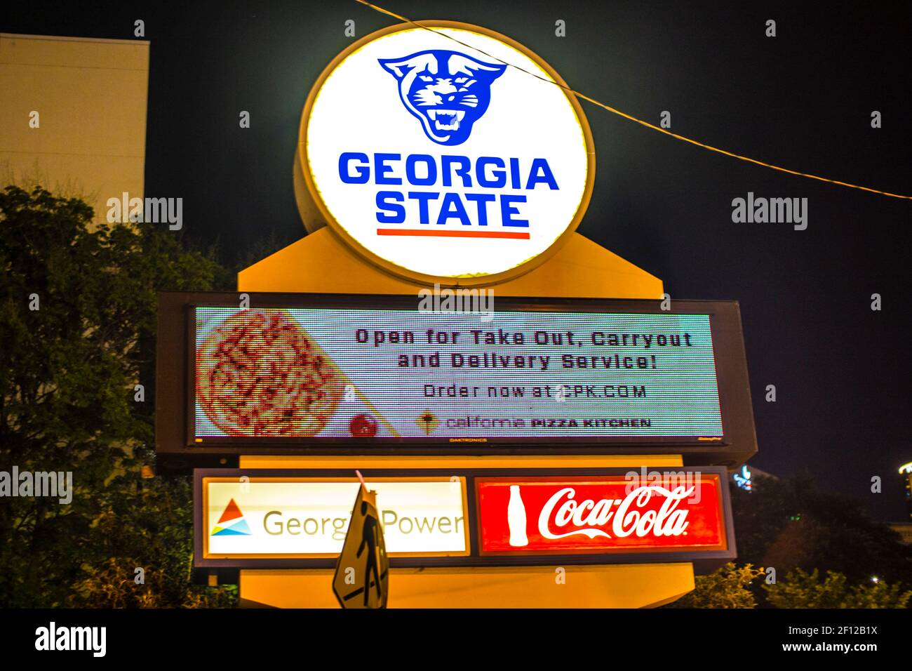 Atlanta, Ga / USA - 07 13 20: Georgia State digital sign and logo at ...