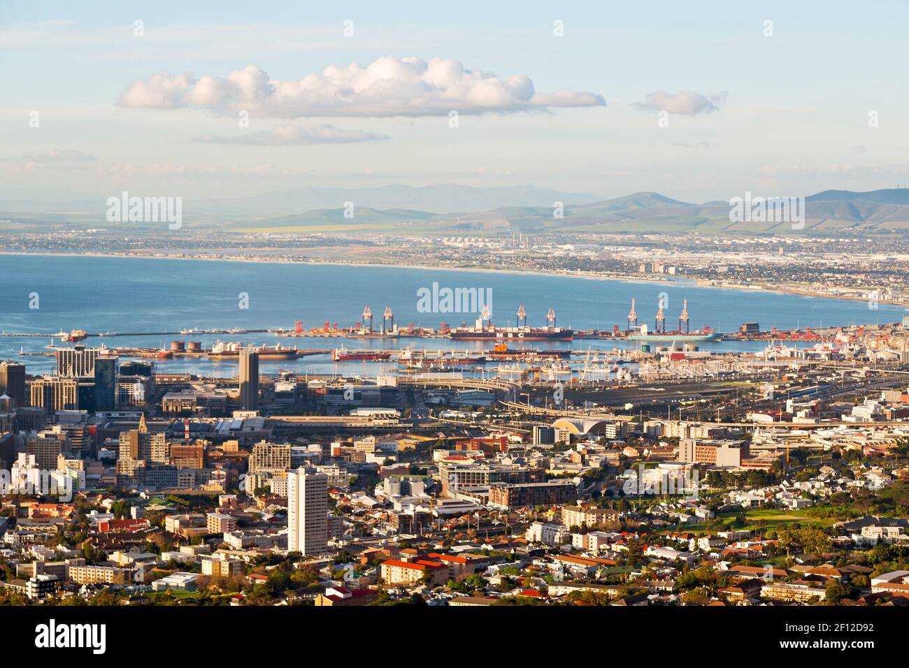 In south africa cape town city skyline from table mountain Stock Photo ...