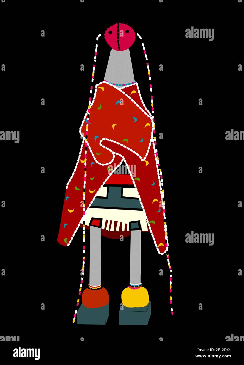 Illustration of colored dolls on a black background Stock Photo - Alamy