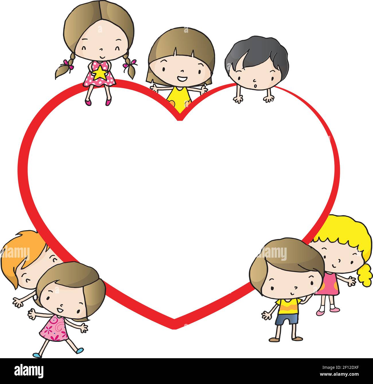 vector cartoon children Heart shape background Stock Vector Image & Art ...