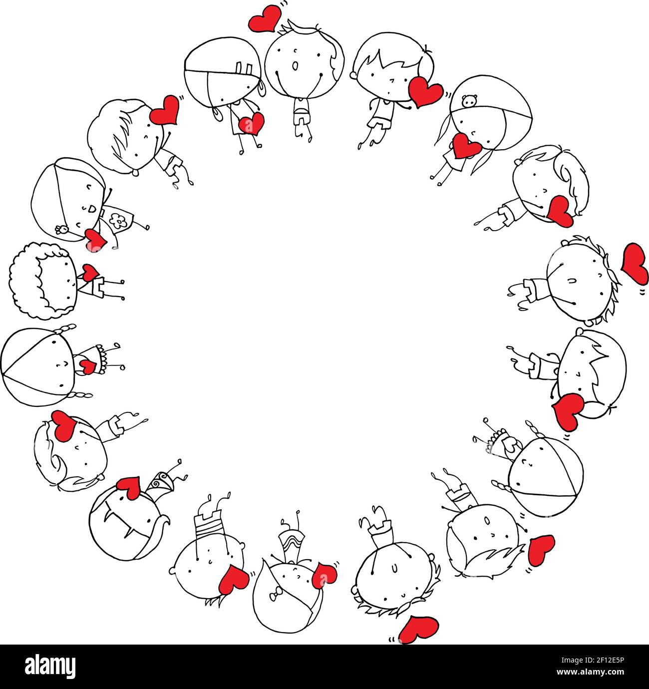 vector cartoon children circle border frame background Stock Vector ...