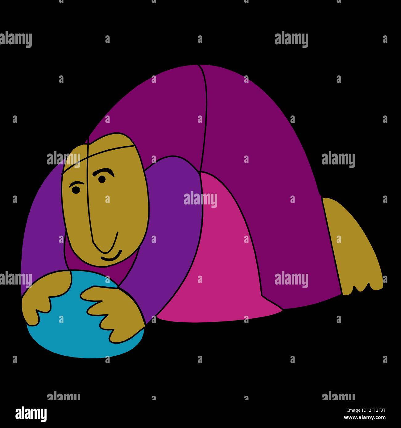 Illustration of colored dolls on a black background Stock Photo - Alamy